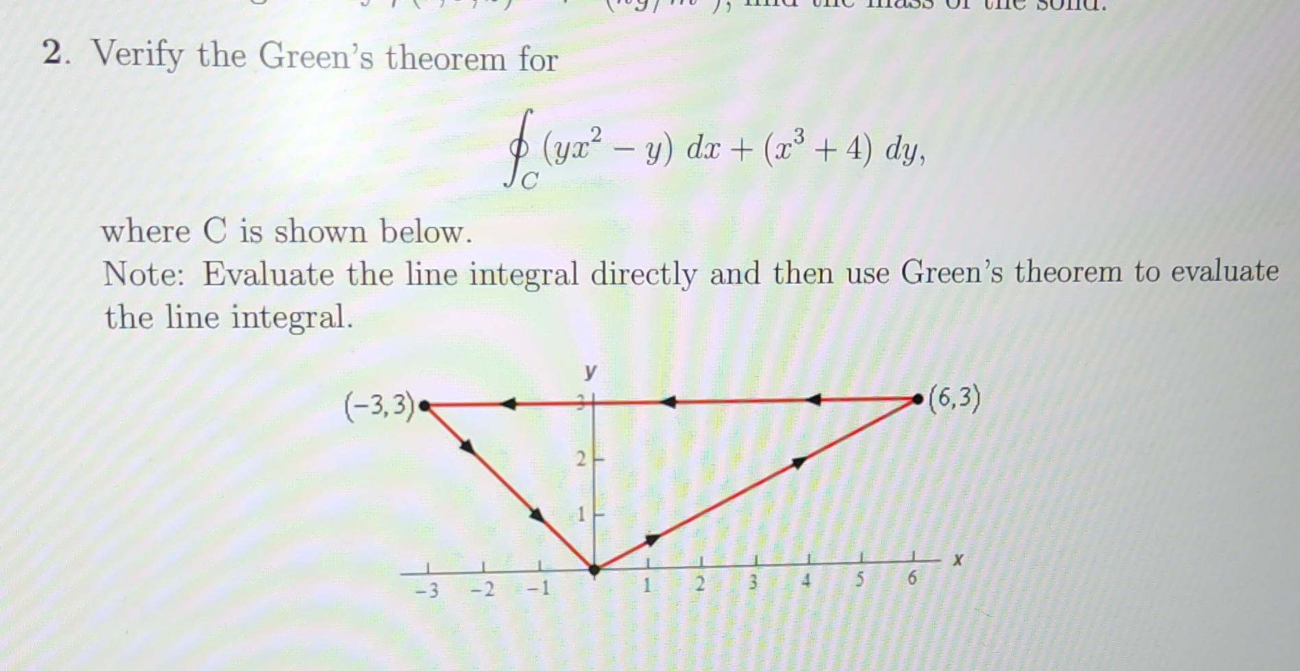 Solved 2. Verify the Green's theorem for | Chegg.com