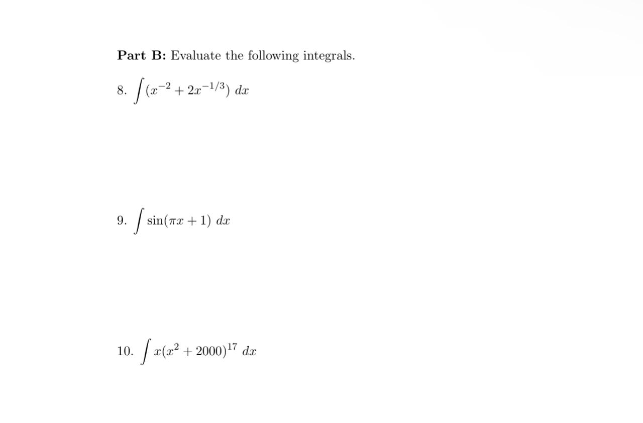 Solved Part B: Evaluate the following | Chegg.com Solved Part B: Evaluate the following | Chegg.com