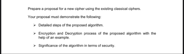 Solved Prepare a proposal for a new cipher using the | Chegg.com