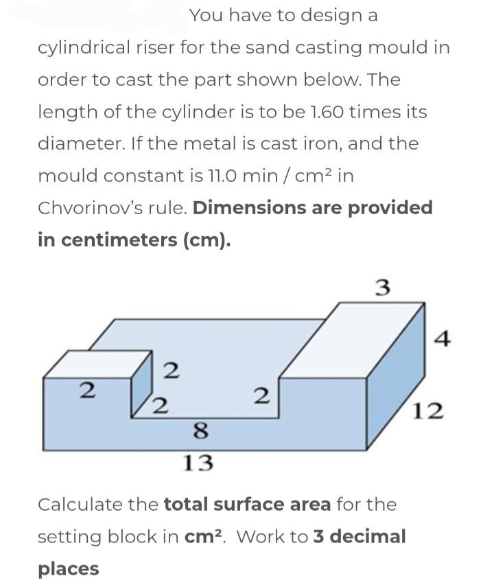 Solved You have to design a cylindrical riser for the sand | Chegg.com