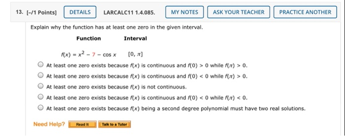 Solved ASK YOUR TEACHER PRACTICE ANOTHER 13. (-/1 Points) | Chegg.com
