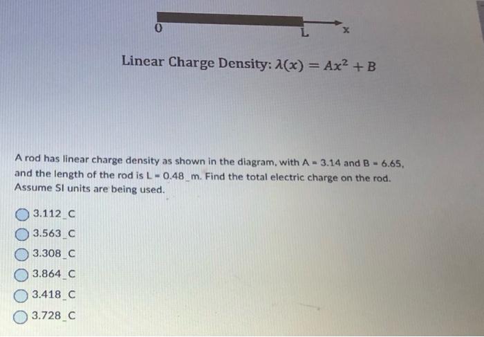 Solved 0 Linear Charge Density: 2(x) = Ax2 +B A rod has | Chegg.com
