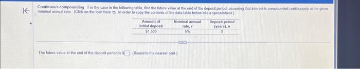 Solved Continuous compounding For the case in the following | Chegg.com