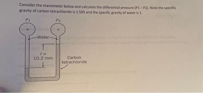 Solved Consider the manometer below and calculate the | Chegg.com