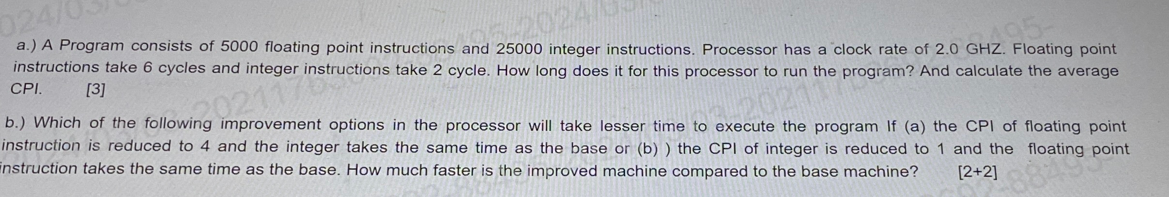 Solved a.) ﻿A Program consists of 5000 ﻿floating point | Chegg.com