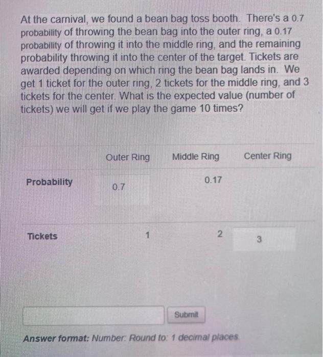 Solved At the carnival, we found a bean bag toss booth. | Chegg.com