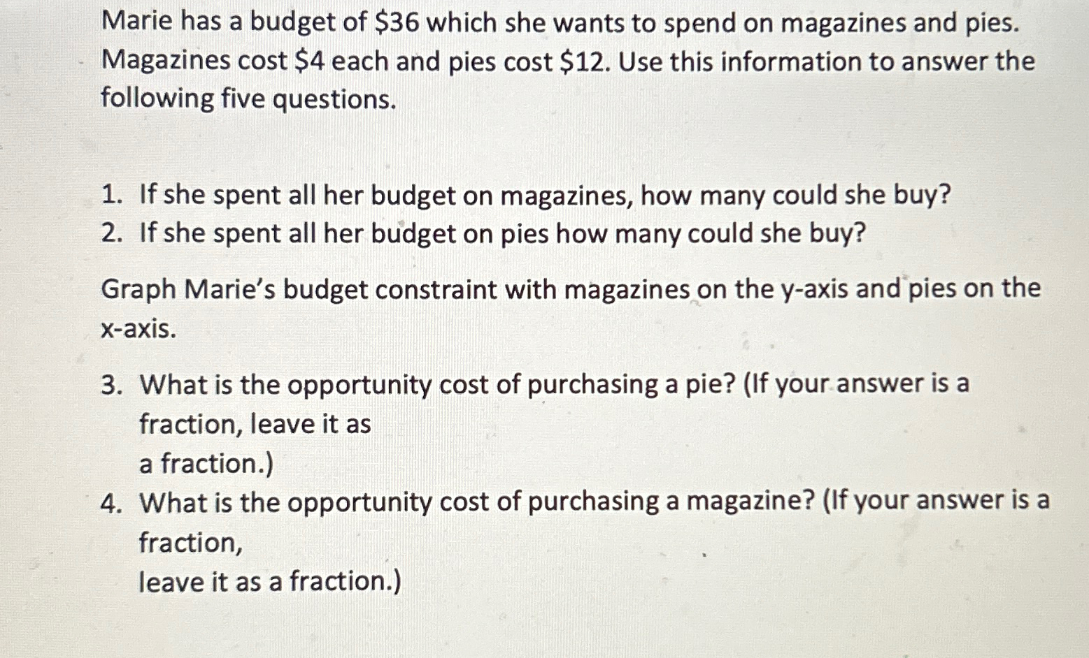 Solved Marie has a budget of $36 ﻿which she wants to spend | Chegg.com