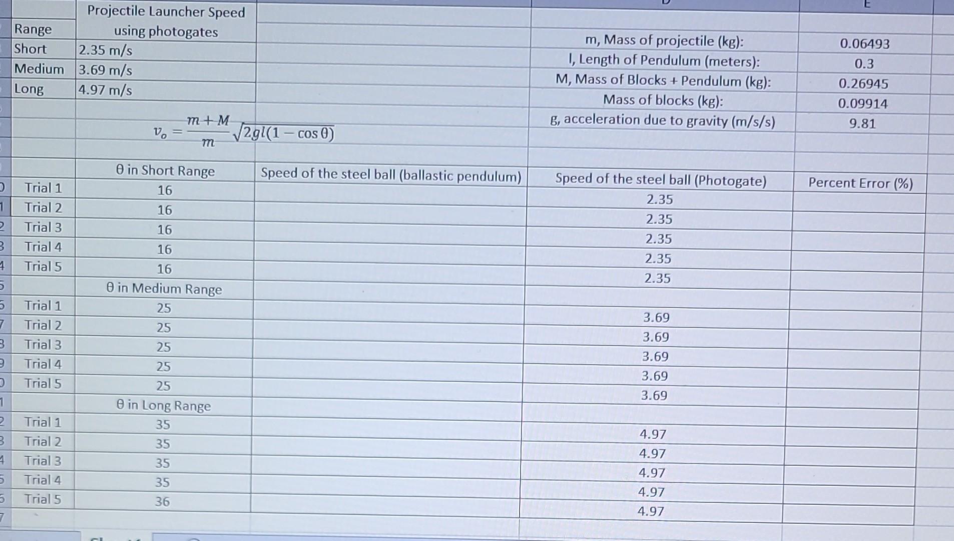 Projectile Launcher Speed \begin{tabular}{|l|l|l} | Chegg.com
