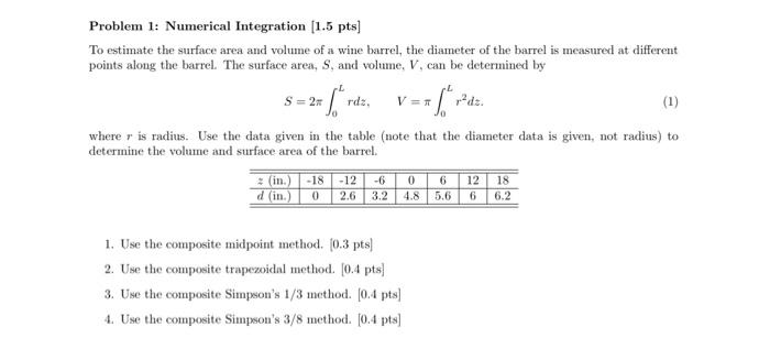 Solved Problem 1: Numerical Integration [1.5 pts] To | Chegg.com