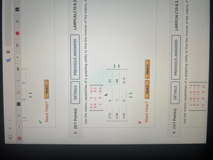 Solved Use the matrix capabilities of a graphing utility to | Chegg.com