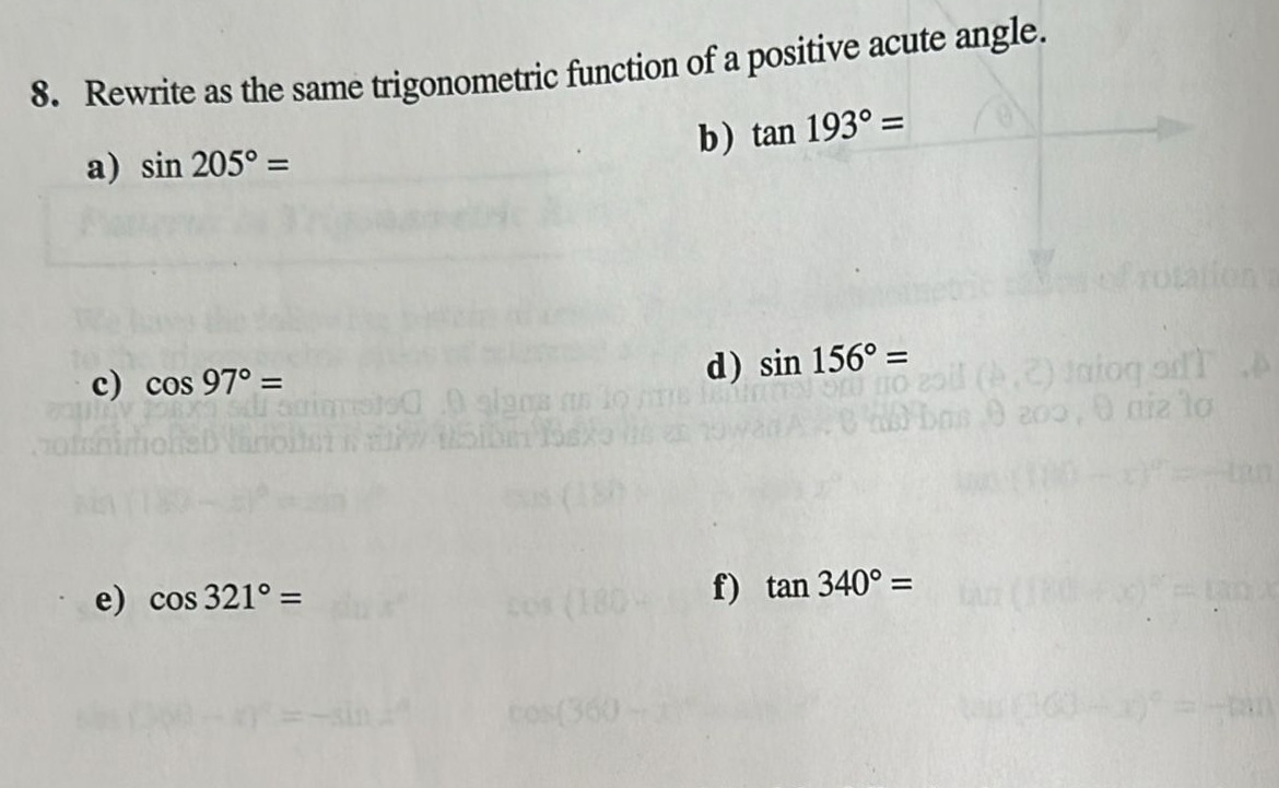 Solved Rewrite as the same trigonometric function of a | Chegg.com