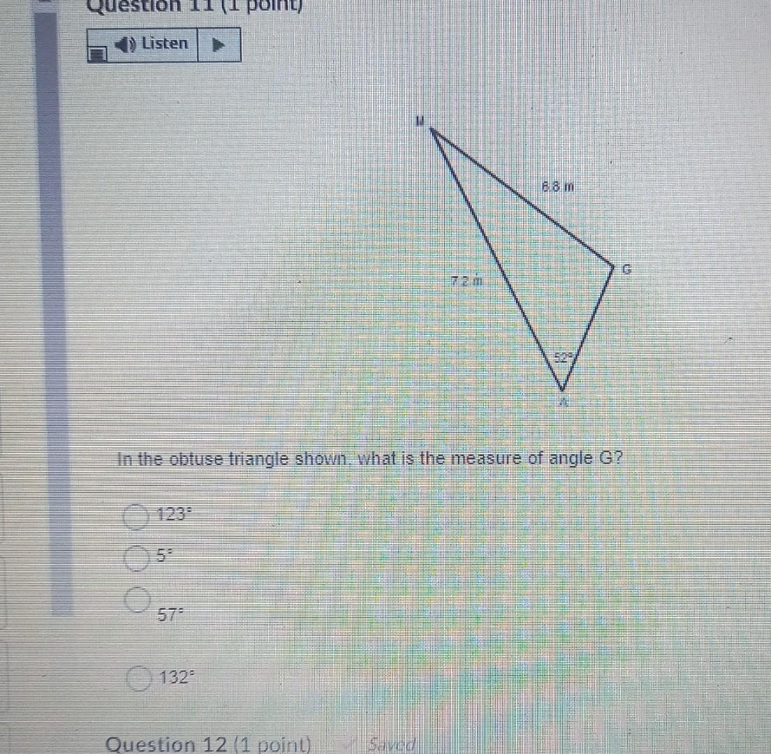 Solved In the obtuse triangle shown. What is the measure of | Chegg.com