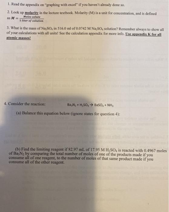 Solved 1. Read the appendix on "graphing with excel" if you | Chegg.com