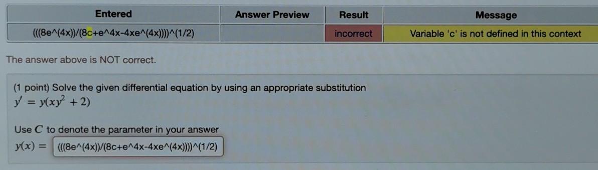 Solved Entered Answer Preview Result Message | Chegg.com