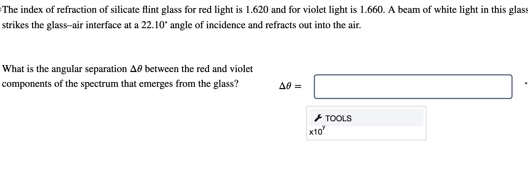 Solved The index of refraction of silicate flint glass for | Chegg.com