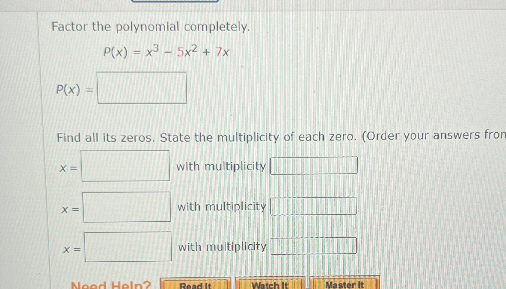 Solved Factor the polynomial | Chegg.com