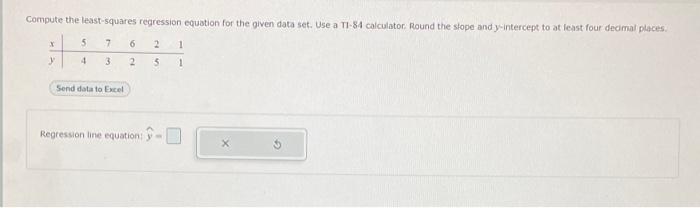 Solved Compute the least squares regression equation for the | Chegg.com