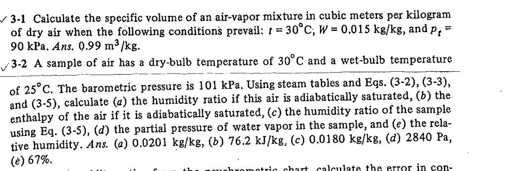 Solved 3-1 Calculate the specific volume of an air-vapor | Chegg.com