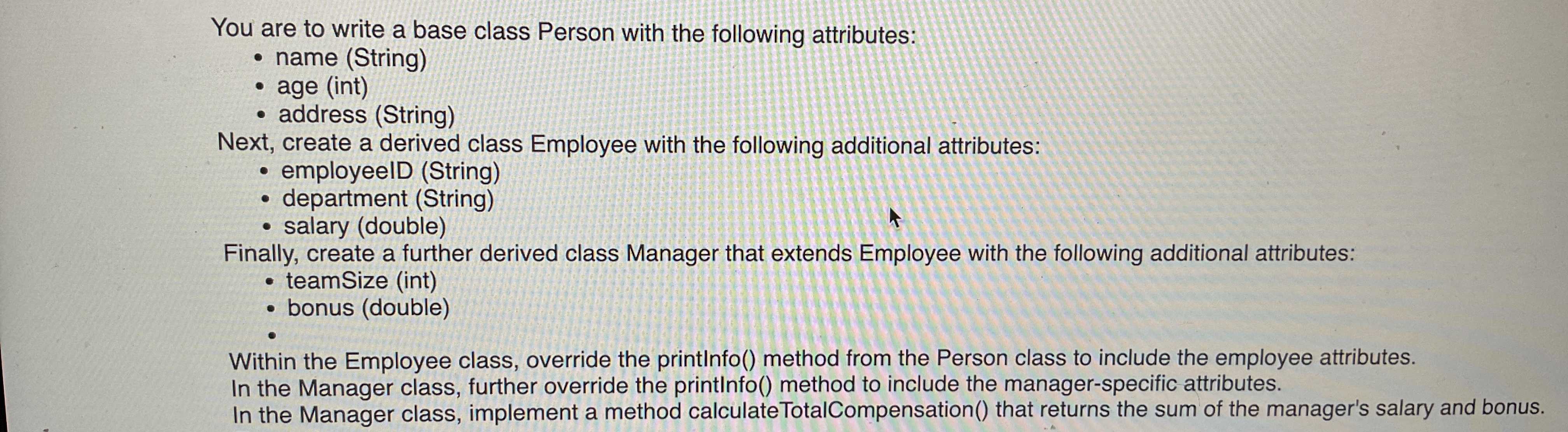 Solved You are to write a base class Person with the | Chegg.com