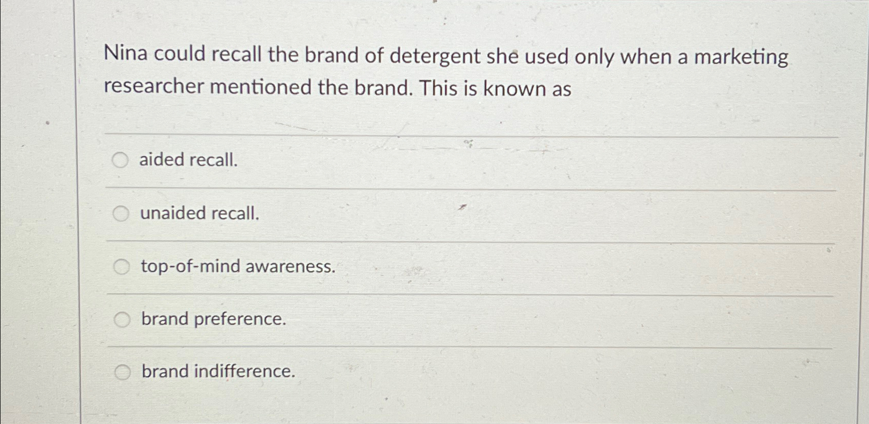 Solved Nina could recall the brand of detergent she used | Chegg.com