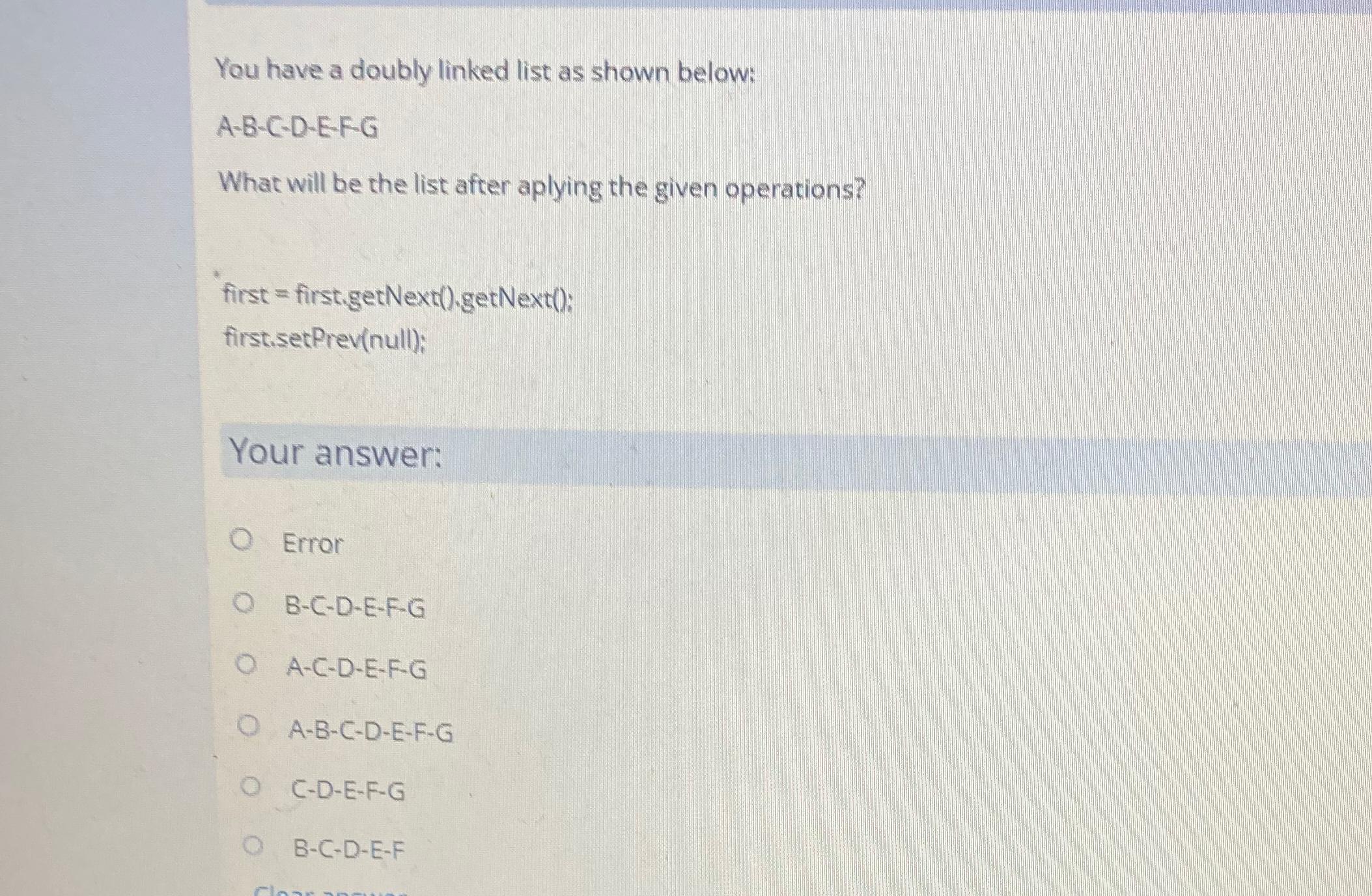 Solved You have a doubly linked list as shown | Chegg.com