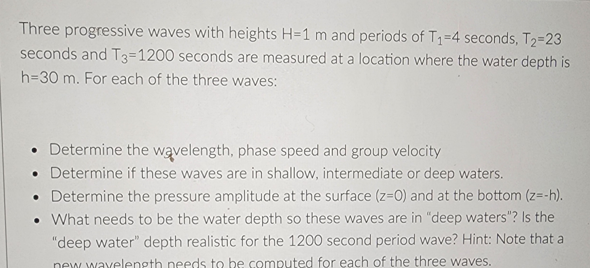 Solved Three progressive waves with heights H=1m ﻿and | Chegg.com