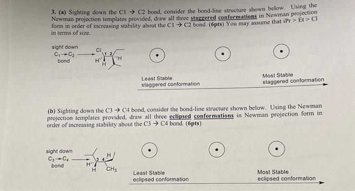 Solved 3. (a) Sighting down the Cl→C2 bond, consider the | Chegg.com