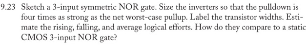 Solved Sketch a 3-input symmetric NOR gate. Size the | Chegg.com