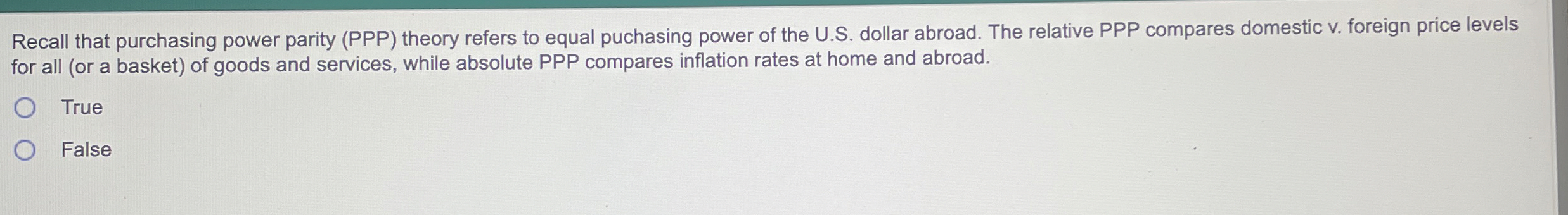 Solved Recall that purchasing power parity (PPP) ﻿theory | Chegg.com