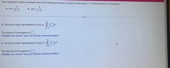 Solved Use a geometric series to represent each of the | Chegg.com