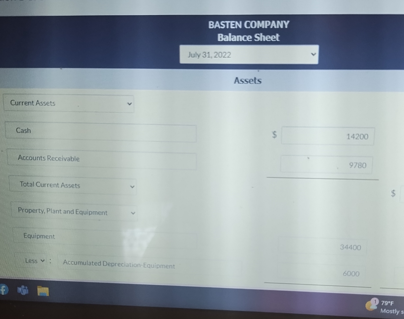 Solved Accounts Receivable$EquipmentLess:Accumulated | Chegg.com