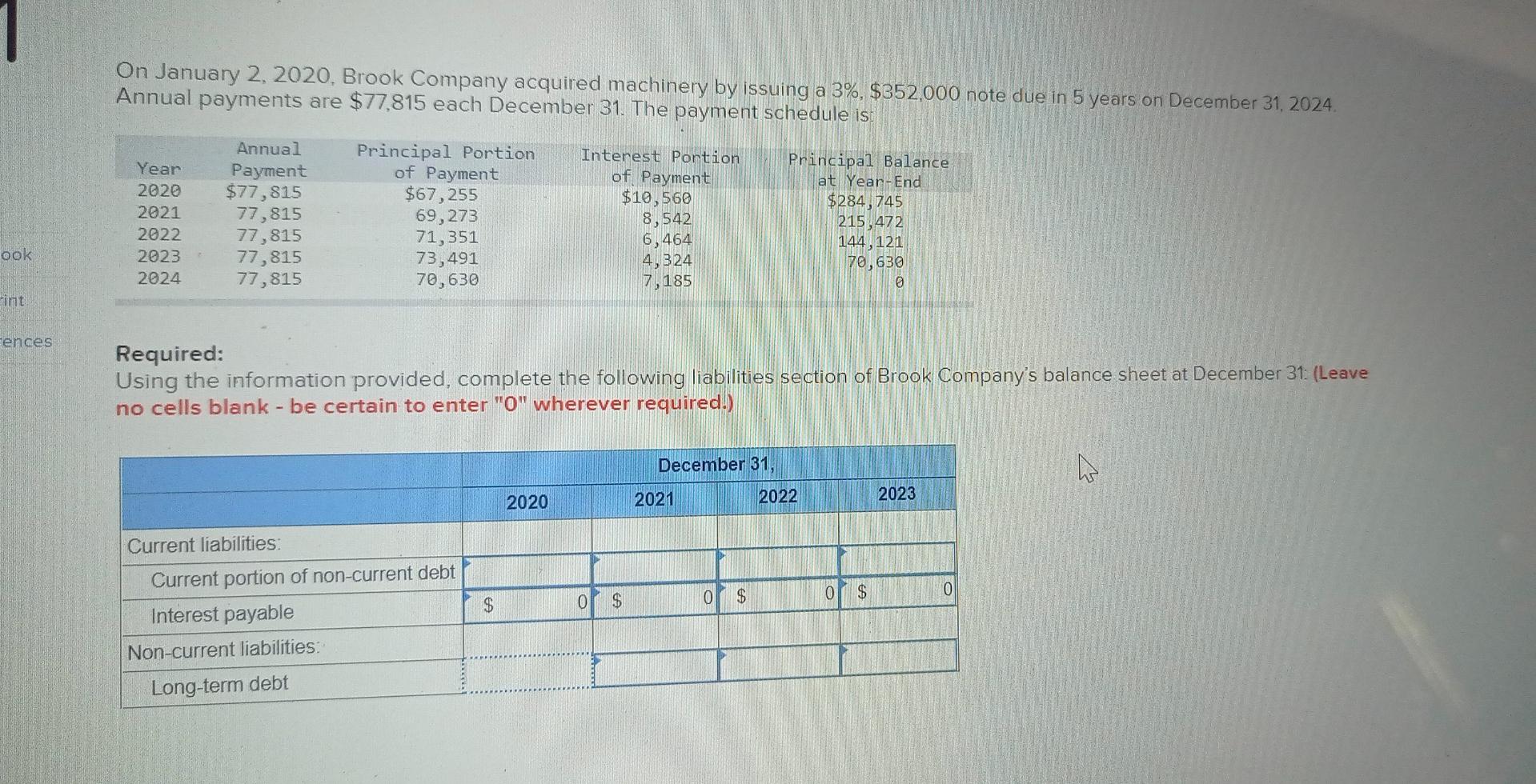 Solved ook int rences On January 2, 2020, Brook Company | Chegg.com