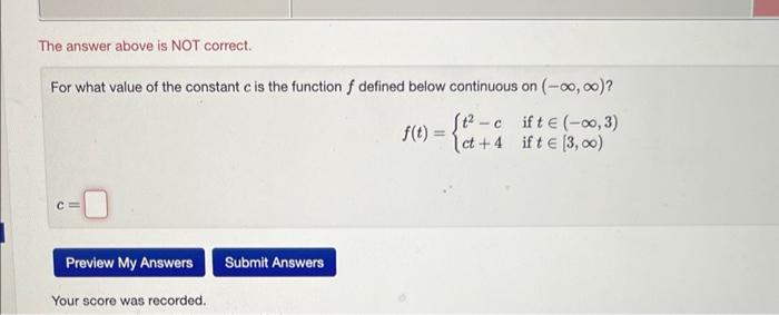 Solved The answer above is NOT correct. For what value of | Chegg.com