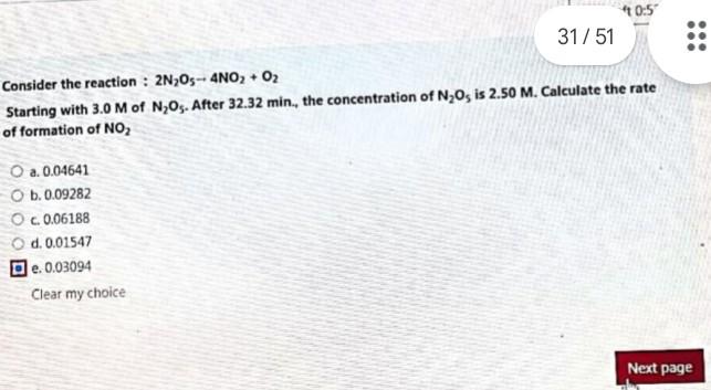 Solved Consider the reaction : 2 N2O5→4NO2+O2 Starting with | Chegg.com