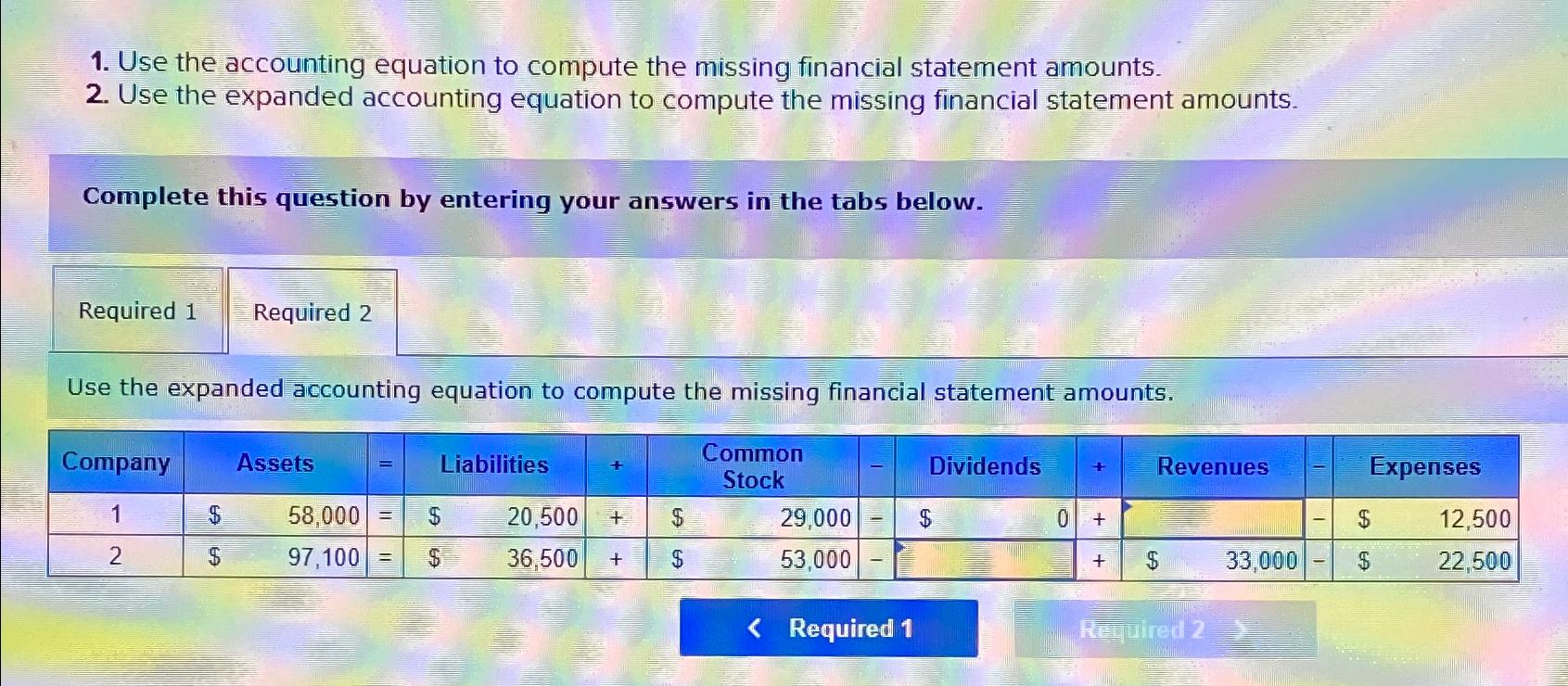 Solved Use the accounting equation to compute the missing | Chegg.com