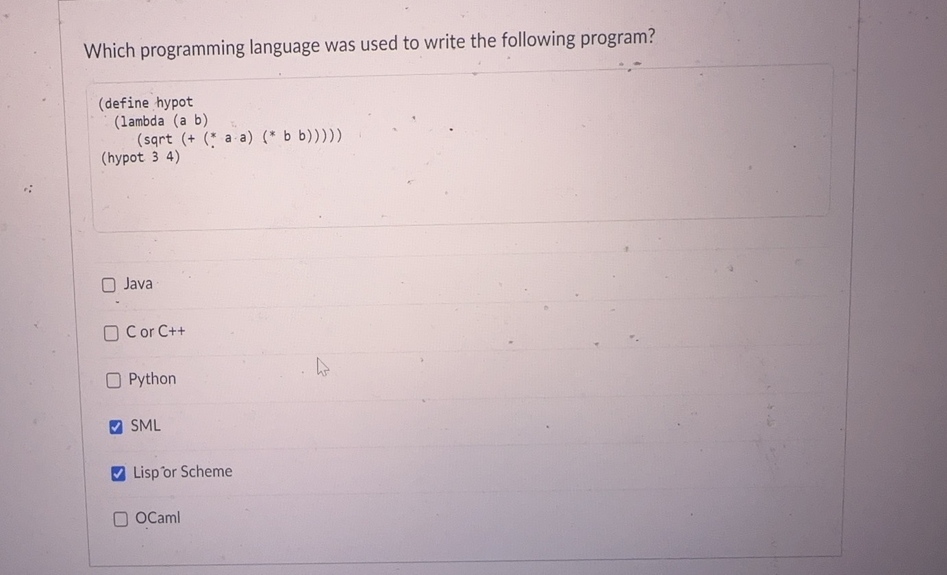 Solved Which programming language was used to write the | Chegg.com
