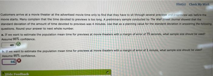 Solved Customers arrive at a movie theater at the advertised | Chegg.com