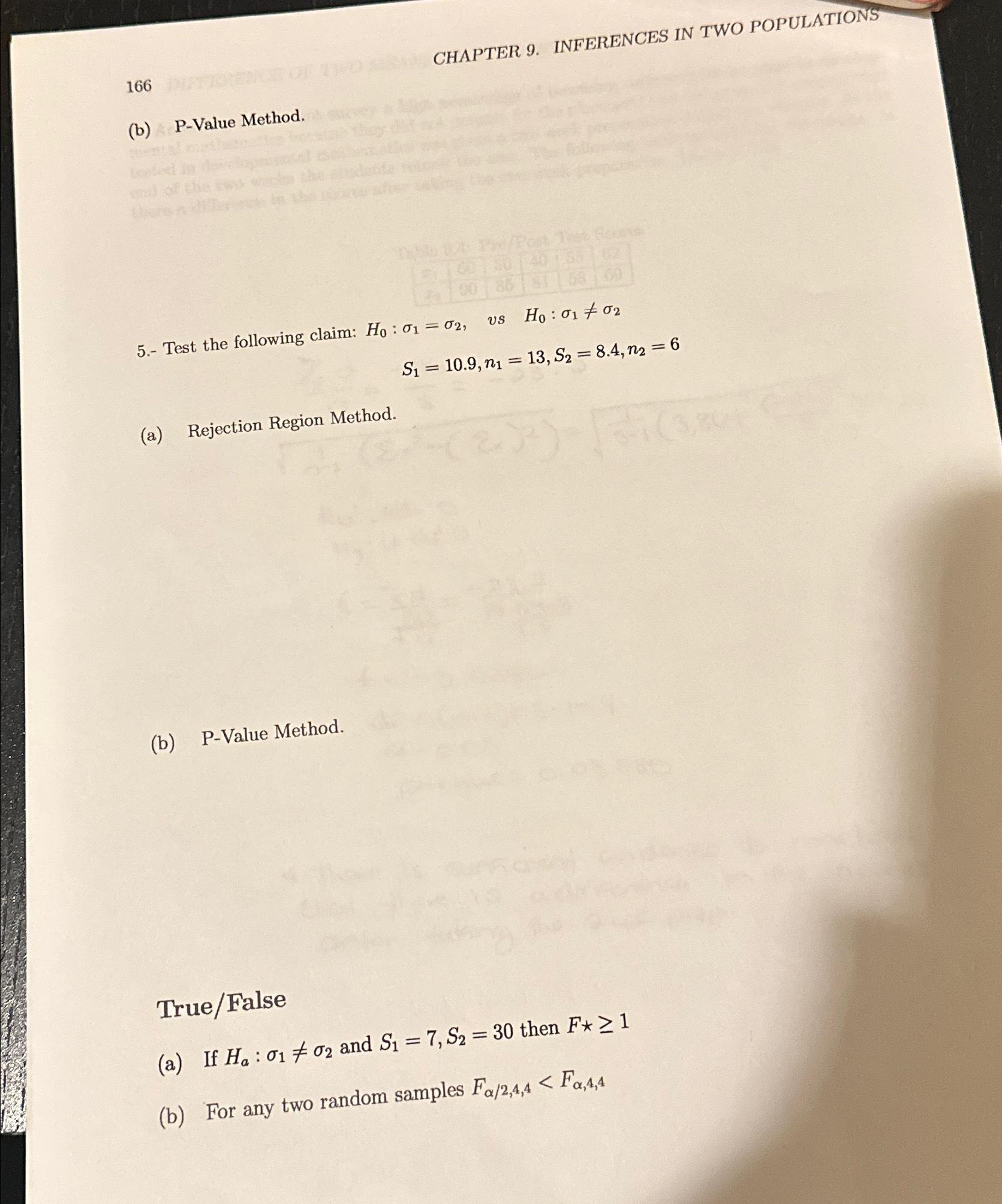 166CHAPTER 9. ﻿INFERENCES IN TWO POPULATIONS(b) | Chegg.com