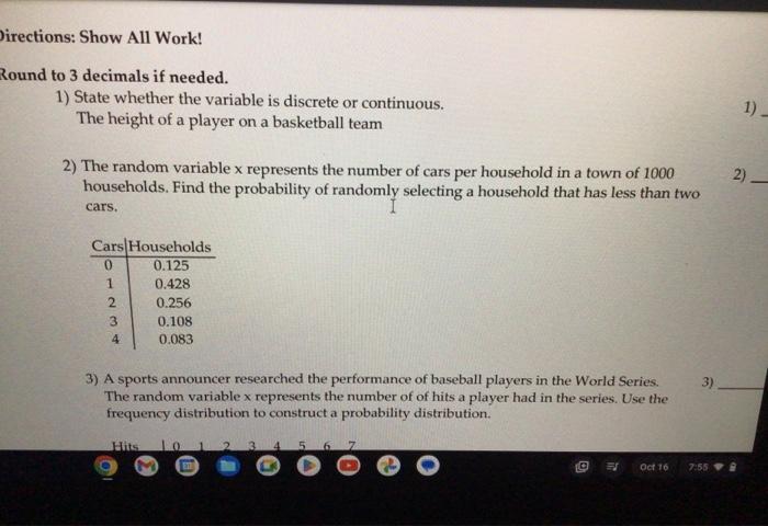 Solved 2) The random variable x represents the number of | Chegg.com