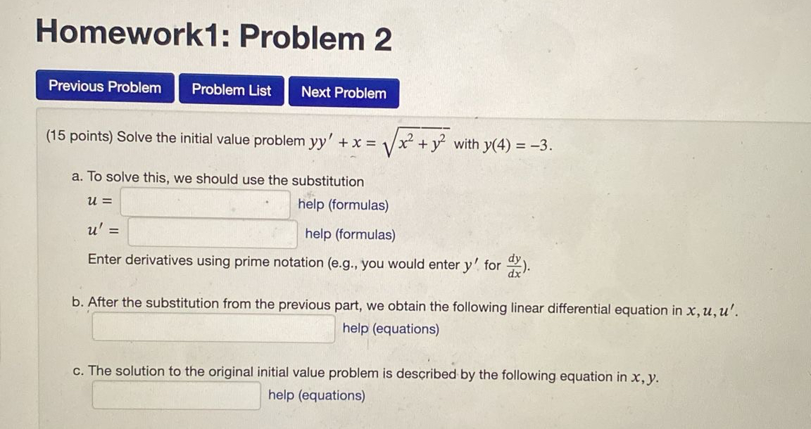 Solved Homework1: Problem 2(15 ﻿points) ﻿Solve the initial | Chegg.com
