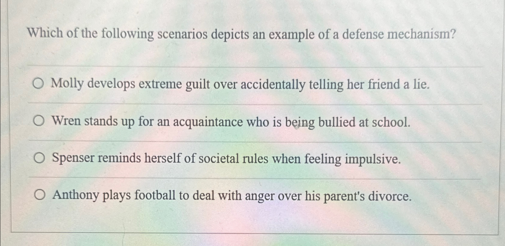 Solved Which of the following scenarios depicts an example | Chegg.com