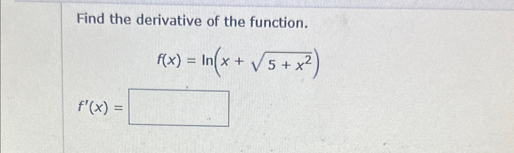 Solved Find the derivative of the | Chegg.com