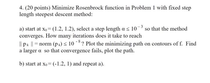 Solved 4. (20 points) Minimize Rosenbrock function in | Chegg.com