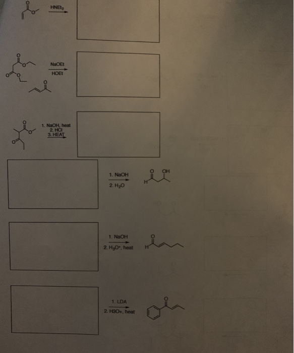 Solved HNEI, 1. NaOH, heat 2 HCI 3. HEAT 1. NaOH 2. H20 1. | Chegg.com
