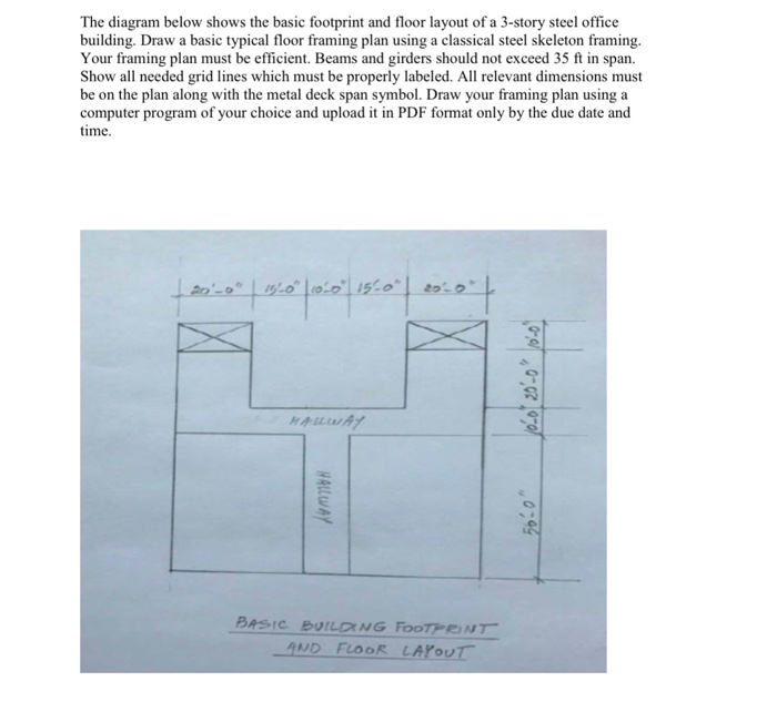 Solved The diagram below shows the basic footprint and floor | Chegg.com