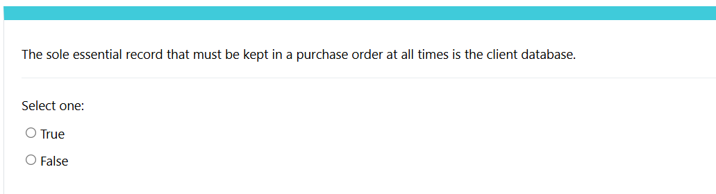 Solved The sole essential record that must be kept in a | Chegg.com