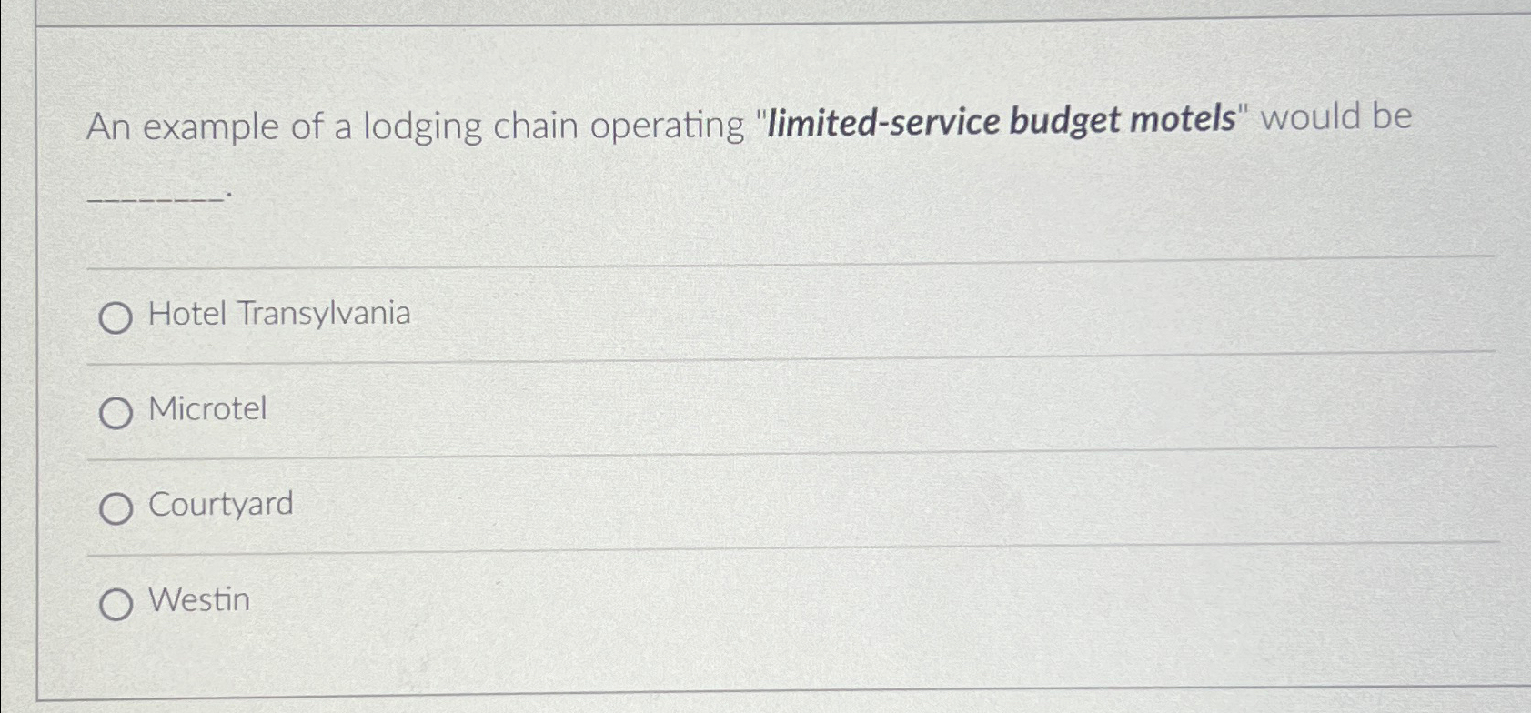 Solved An example of a lodging chain operating | Chegg.com