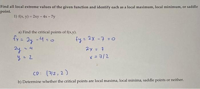 Solved Find all local extreme values of the given function | Chegg.com