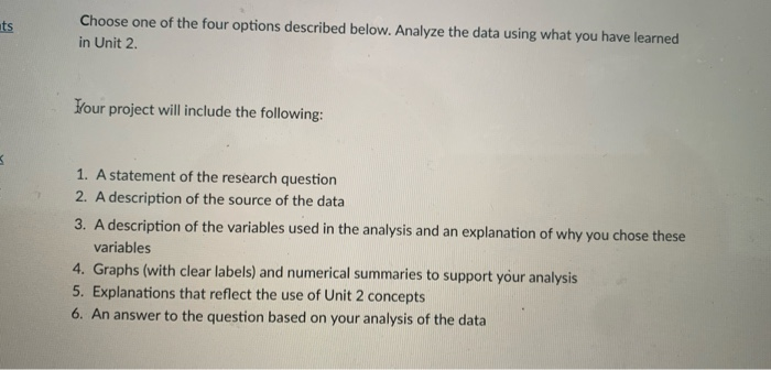 ts Choose one of the four options described below. | Chegg.com