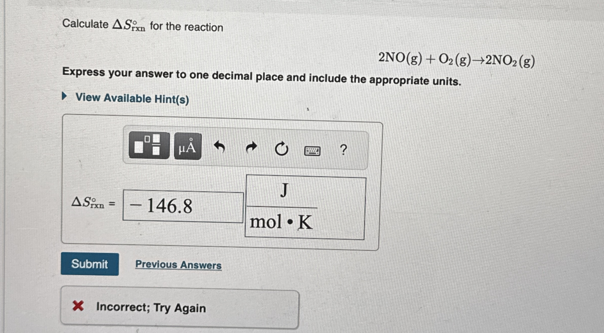 Solved Calculate ΔSrxn° ﻿for the | Chegg.com